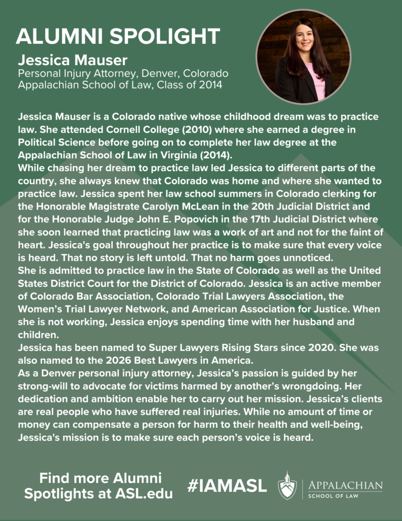 Jessica Mauser - Alumni Spotlight - Appalachian School of Law